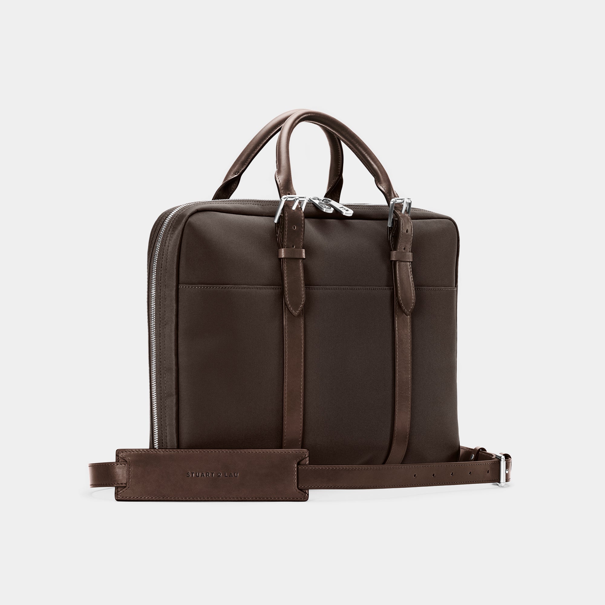 Stuart & Lau | The Cary Briefcase - Slim - Espresso and Chocolate
